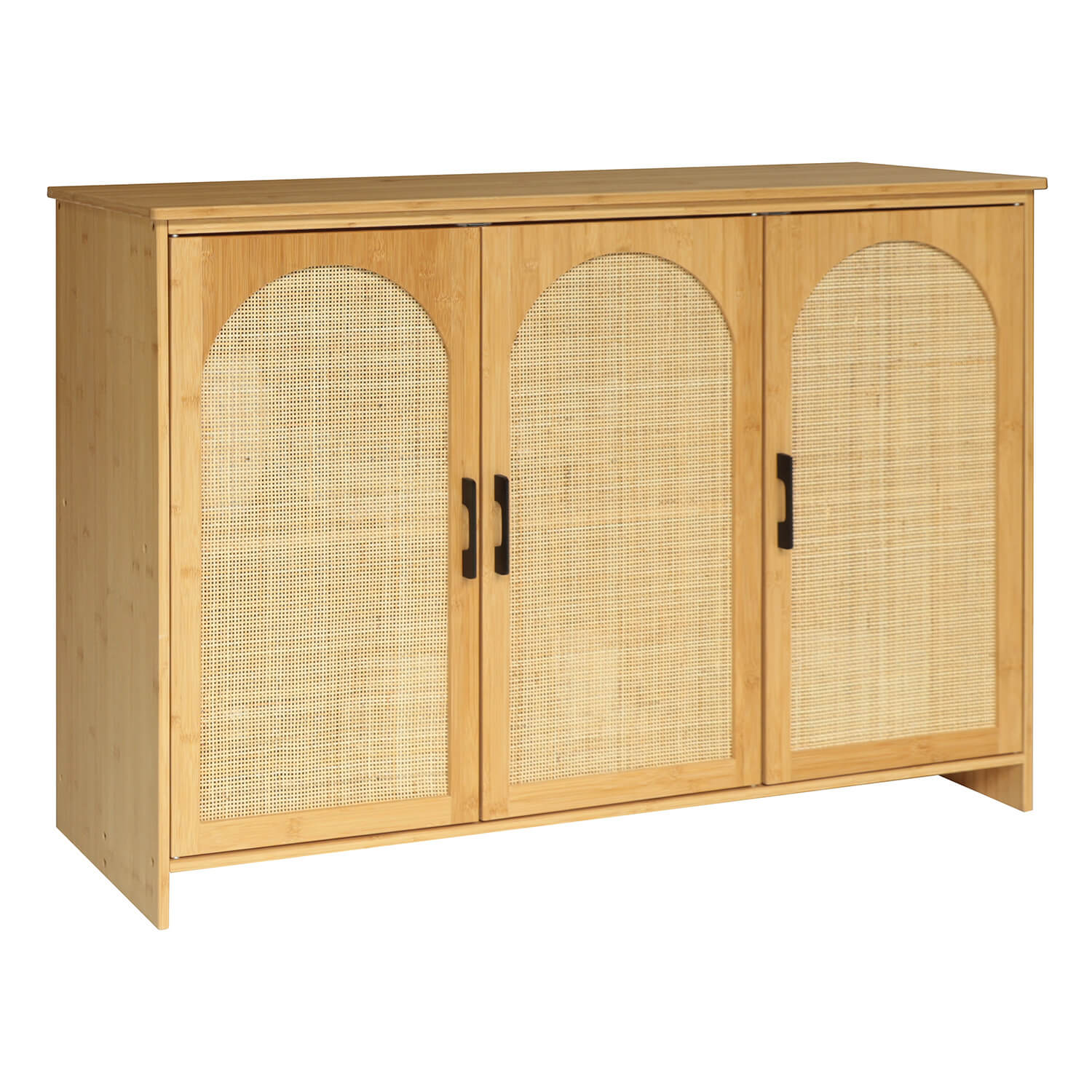 Bamboo Sideboard with Rattan Doors, Boho Chic Buffet Cabinet – Veikous