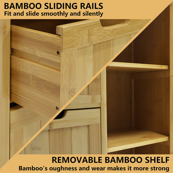 Bamboo Bathroom Cabinet with 4 Drawers and 1 Cupboard – Veikous