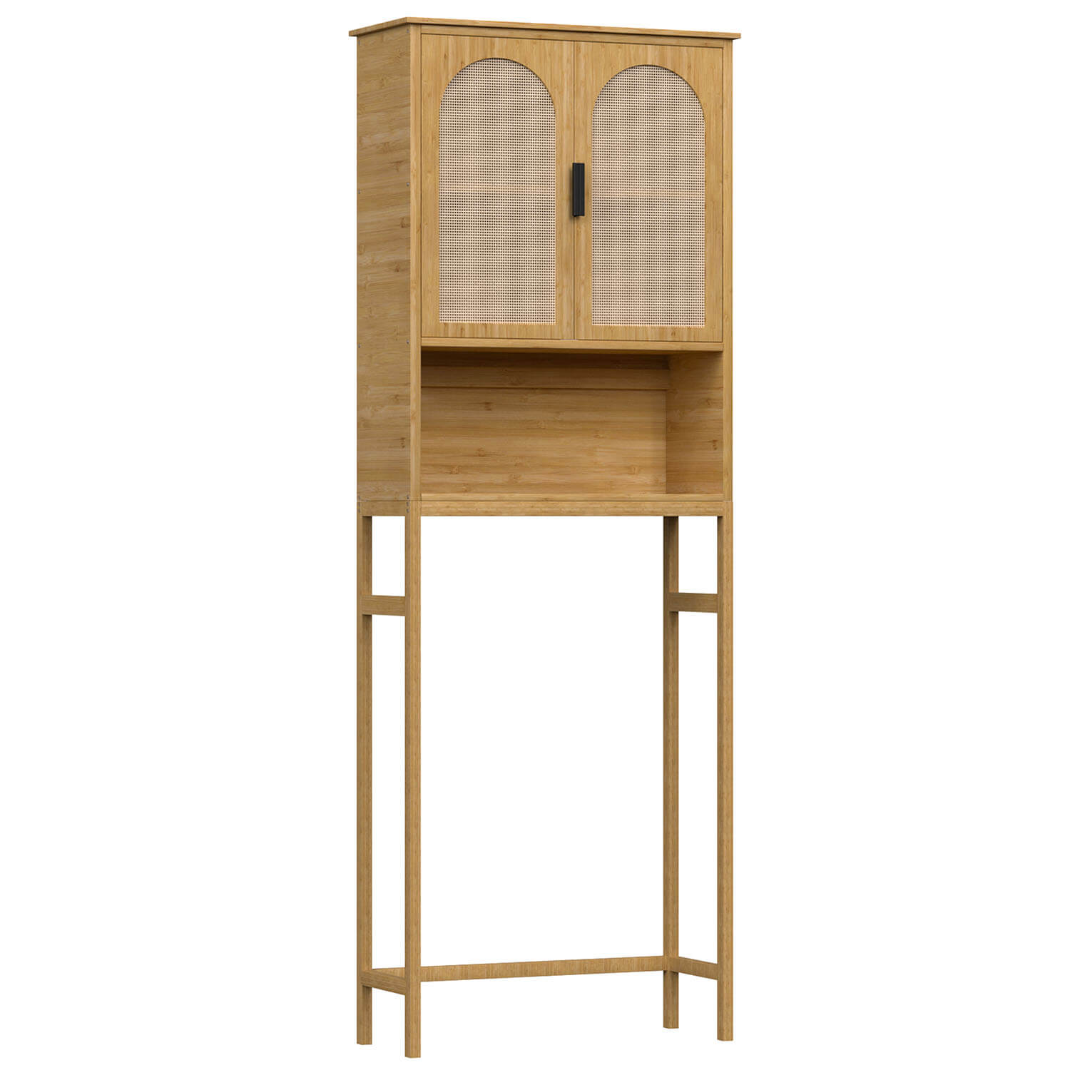 Rattan Over the Toilet Storage with Doors for Bathroom, Bamboo – Veikous