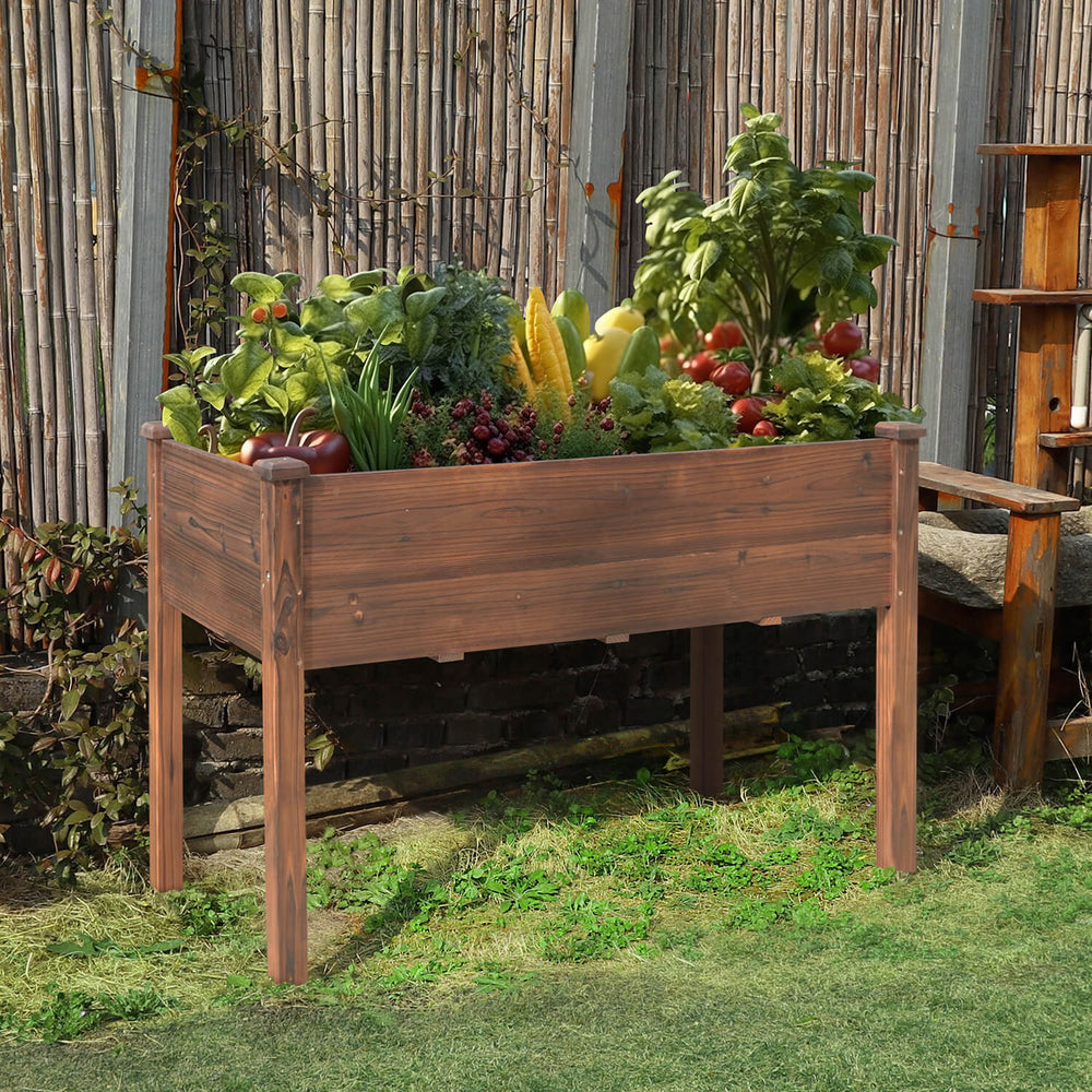 Elevated Planter with Drainage Holes, Wood for Herbs and Vegetables ...