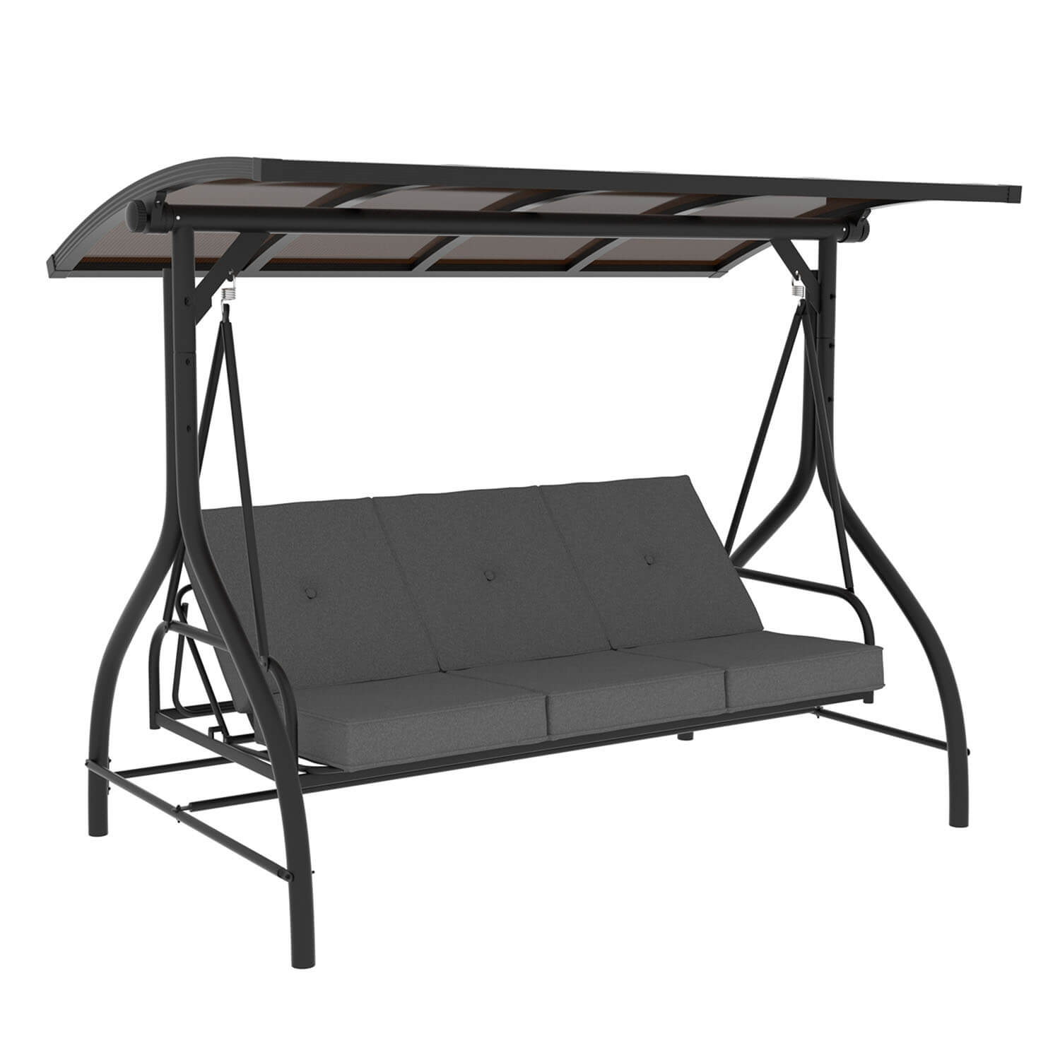 Outdoor 3 Person Swing with PC Hardtop Canopy, 3 Seater – Veikous