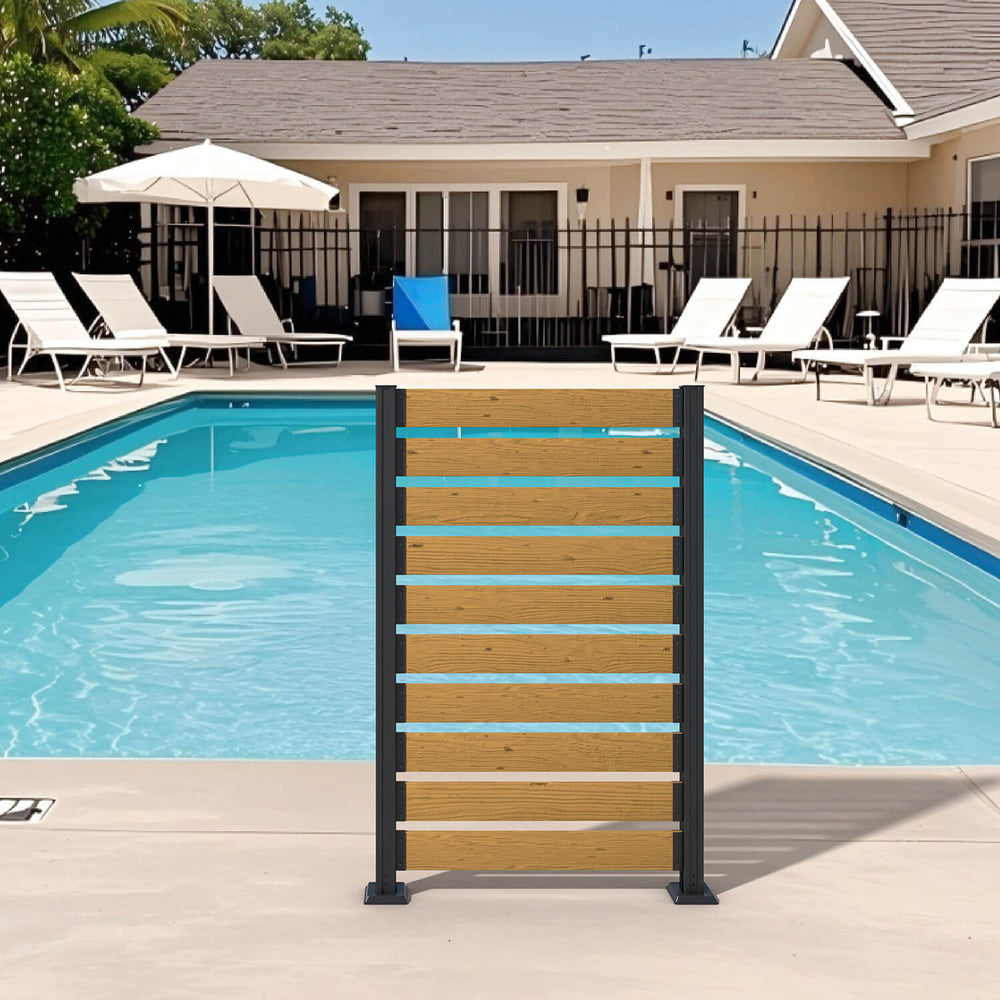 60" Wood Privacy Screen for AC Units, Solid Slat with Metal Stake – Veikous