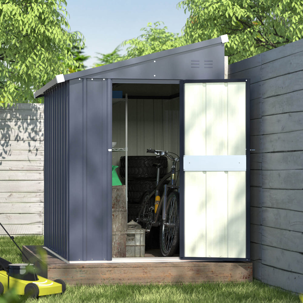 Lean to Storage Shed, Multi-sizes Metal Shed for Garden Tool – Veikous