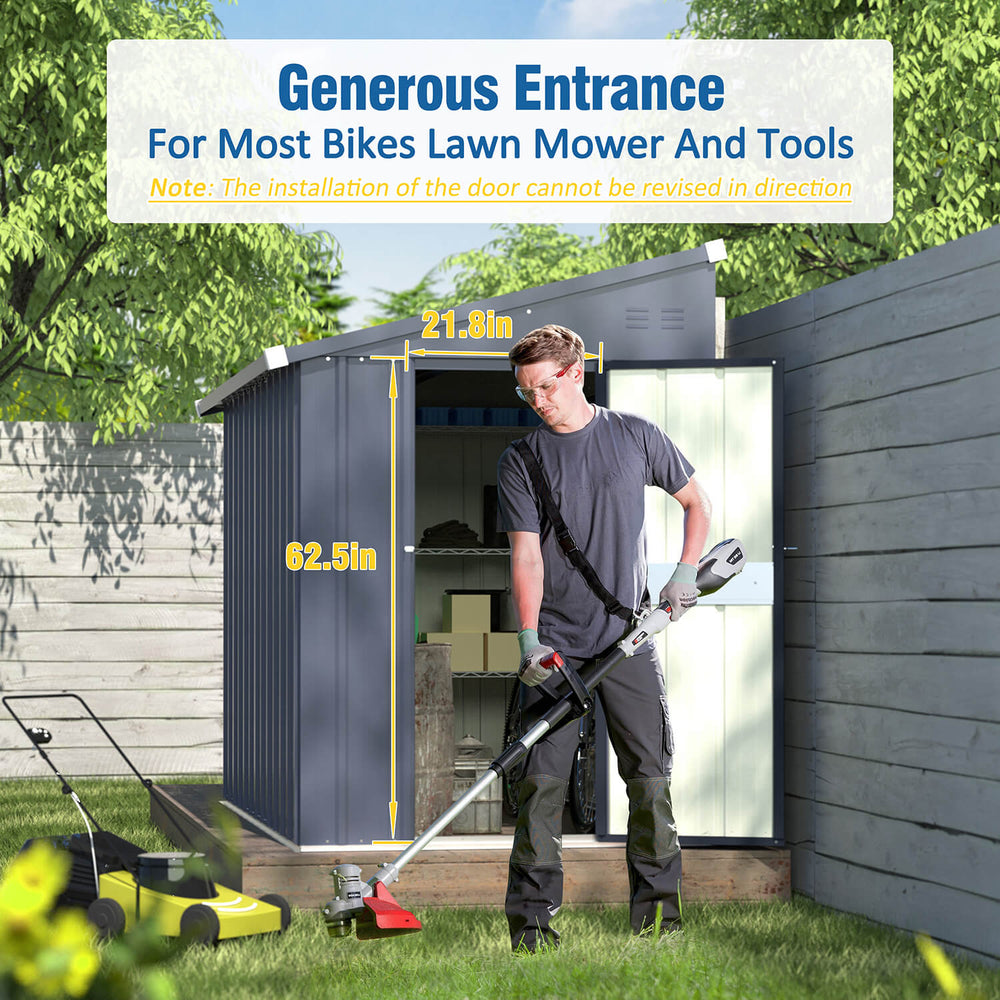 Lean to Storage Shed, Multi-sizes Metal Shed for Garden Tool – Veikous