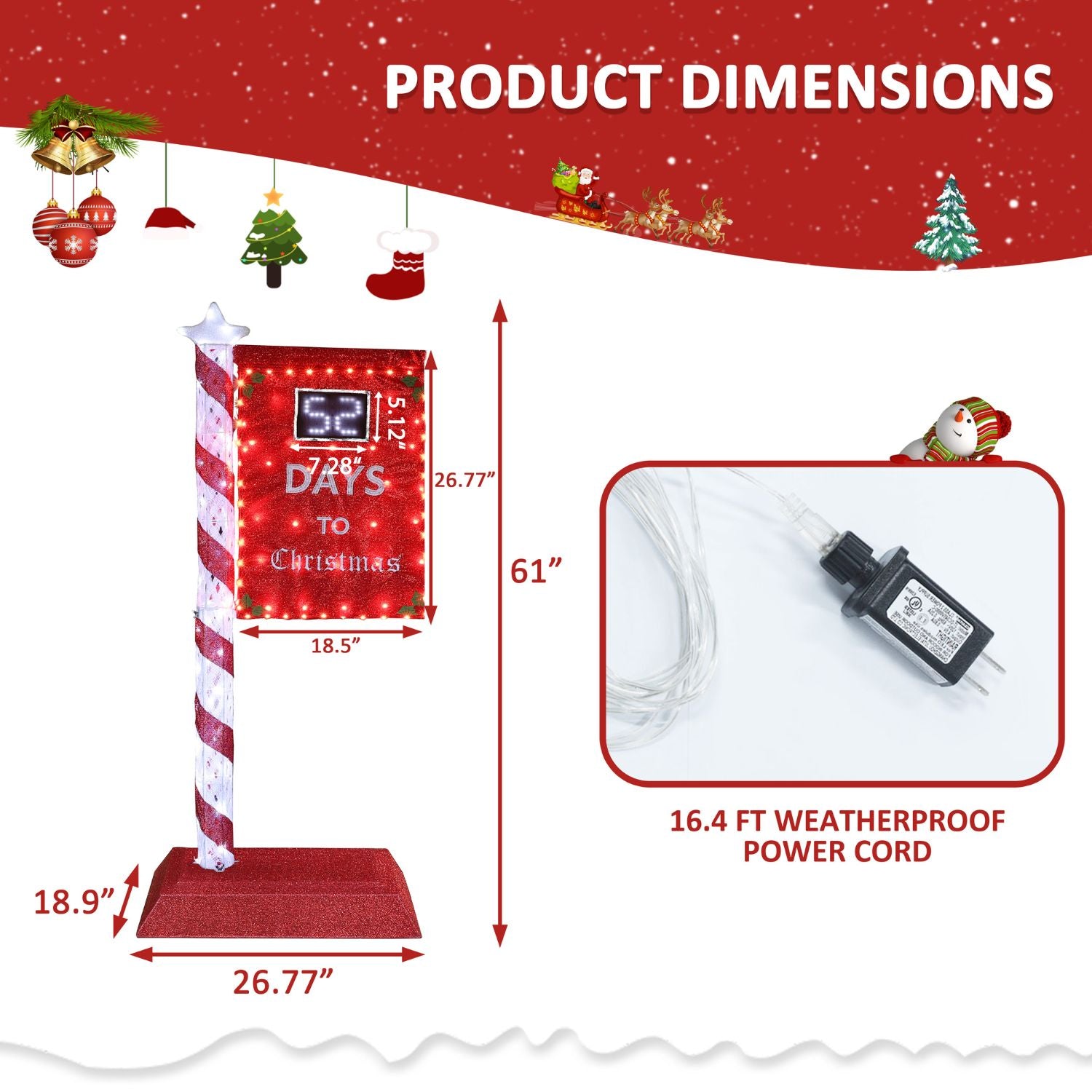 Electronic Christmas Countdown Sign for Outdoor Light up – Veikous