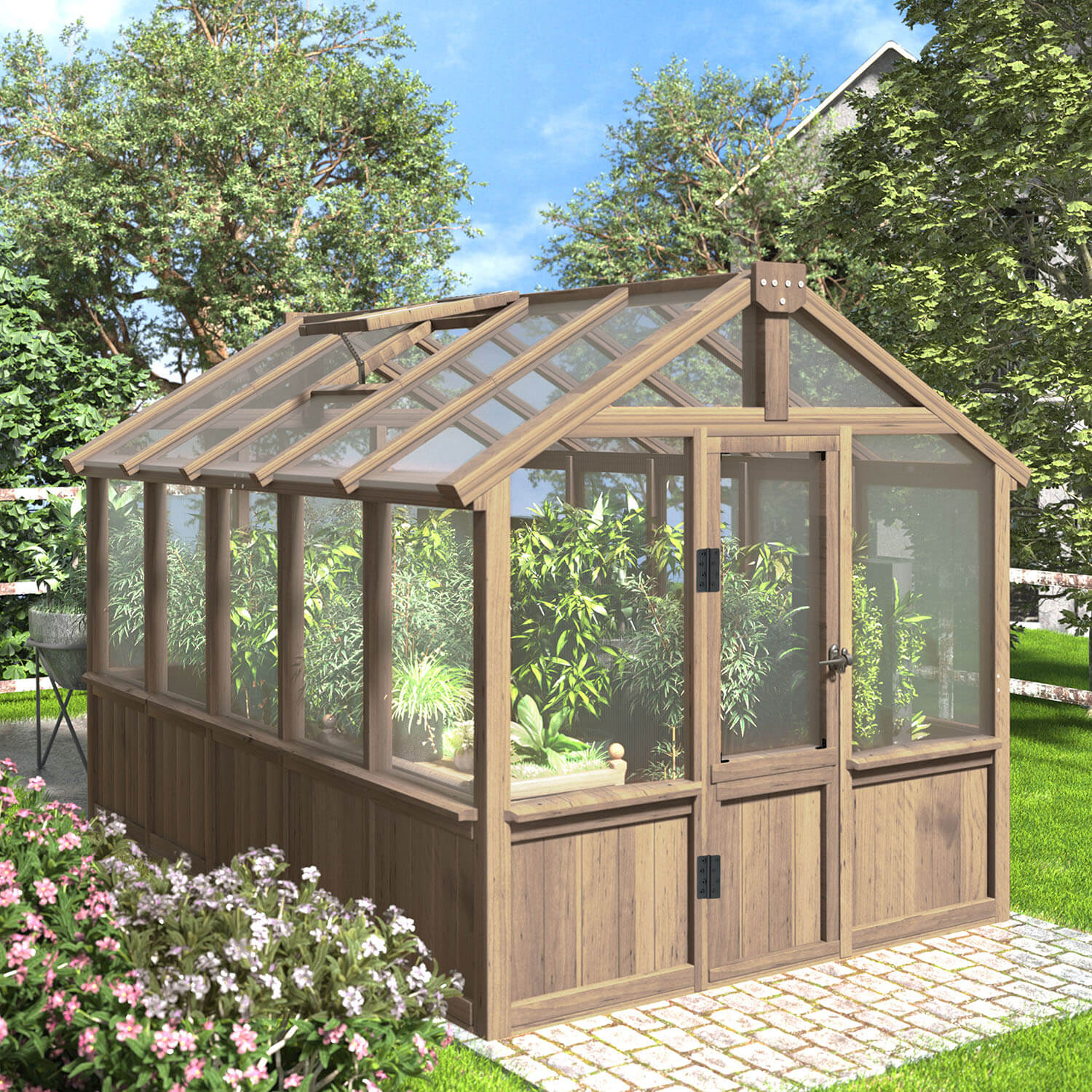 6 x 8 Wooden Greenhouse with Vented Window for Sale – Veikous